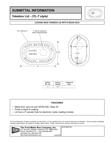 Ford Meter Box YL-T Cast Iron Yokebox Lid Specification | Manualzz