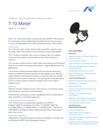 Neptune Technology Group ED2F11R6F8 T-10® ProRead™ 6-3/8 x 1 in. T-10 ...