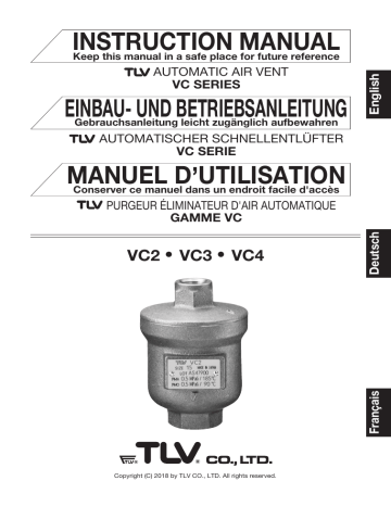 TLV VC Series, VC2, VC3, VC4 Instruction Manual | Manualzz