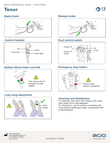 Arjo Tenor Quick Reference Guide | Manualzz