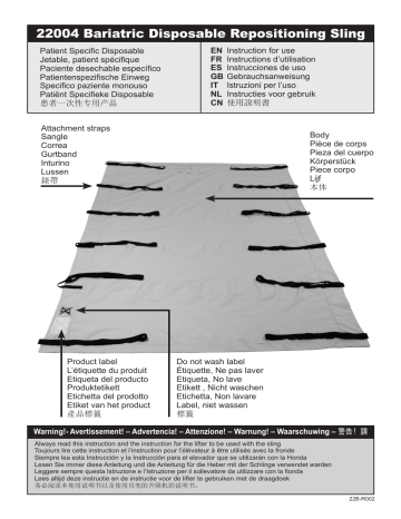 Arjo Disposable Repositioning Sling Instructions for use | Manualzz