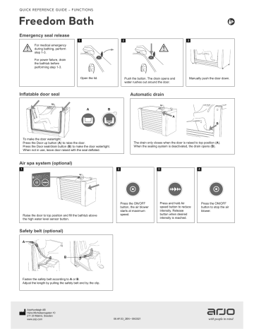 Arjo Freedom Bath Quick Reference Guide | Manualzz