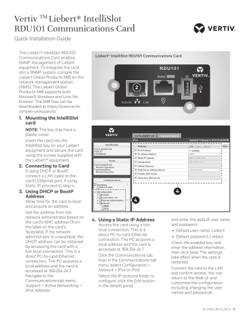 Vertiv Liebert® IntelliSlot RDU101 Communications Card SL-31321 User ...