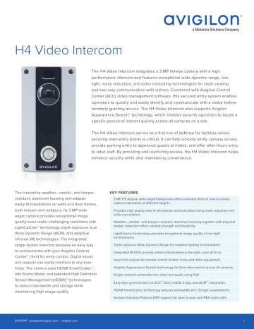 Avigilon H4 Video Intercom Datasheet | Manualzz