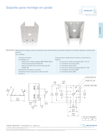 Avigilon H3 Camera Pole Mounting Bracket Ficha de datos | Manualzz
