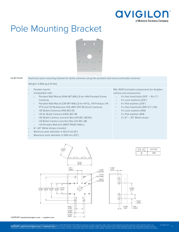 Avigilon Pole Mounting Bracket Datasheet | Manualzz