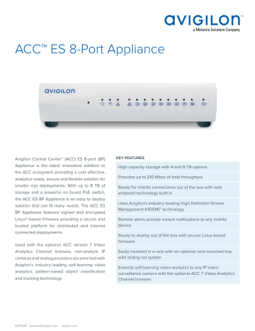 Avigilon ES 8-Port Appliance Datasheet | Manualzz