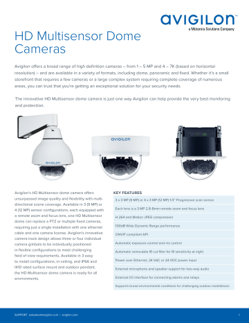 Avigilon H3 Multisensor Dome Camera Datasheet | Manualzz