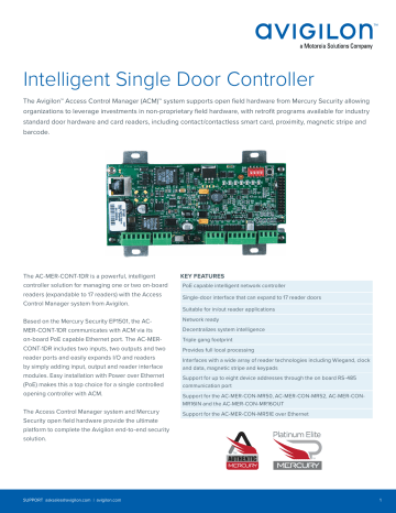 Avigilon Intelligent Single Door Controller Datasheet | Manualzz