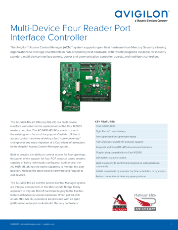 Avigilon Multi-Device Four Reader Port Interface Controller Datasheet ...