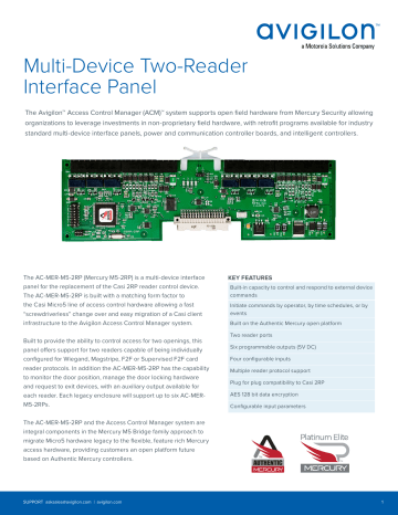 Avigilon Multi-Device Two-Reader Interface Panel Datasheet | Manualzz