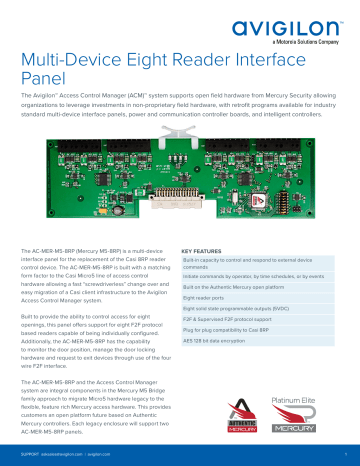 Avigilon Multi-Device Eight Reader Interface Panel Datasheet | Manualzz