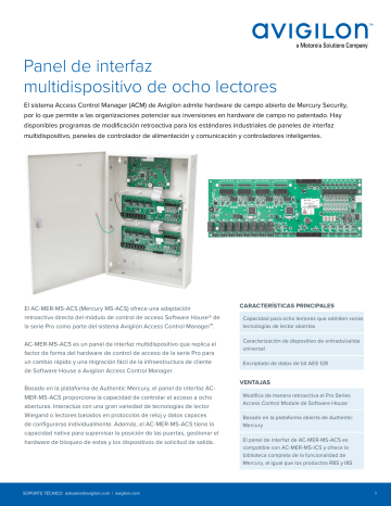 Avigilon Eight Reader Multi-Device Interface Panel Ficha de datos ...