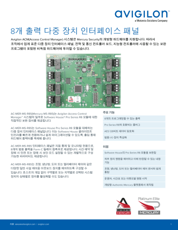 Avigilon Eight Output Multi-Device Interface Panel 데이터 시트 | Manualzz