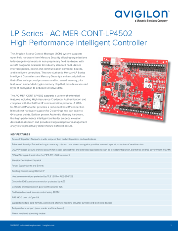 Avigilon LP Series 4502 - Intelligent Controller Datasheet | Manualzz