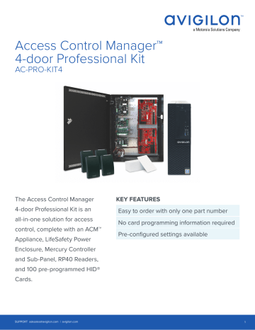 Avigilon Access Control Manager 4-Door Professional Kit Datasheet ...