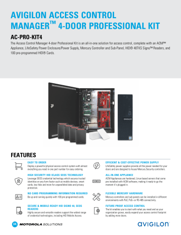 Avigilon ACM 4-door Professional Kit Datasheet | Manualzz
