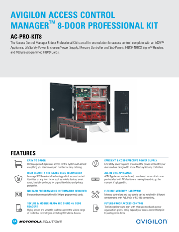 Avigilon ACM 8-door Professional Kit Datasheet | Manualzz