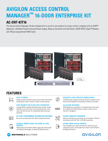 Avigilon ACM 16-door Enterprise Kit Datasheet | Manualzz