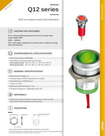 Apem Q12 Series Datasheet | Manualzz