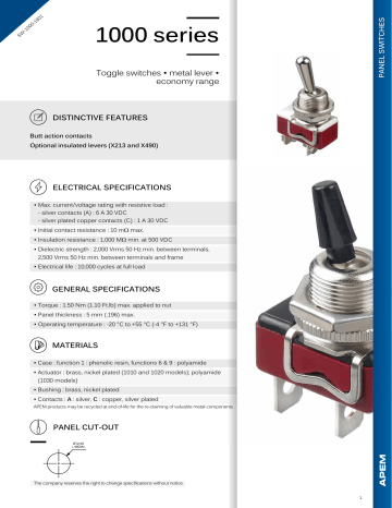 Apem 1000 series Datasheet | Manualzz
