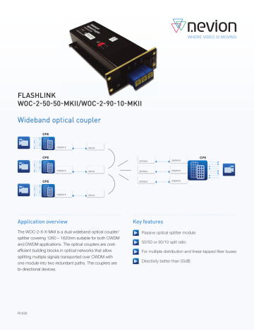 Nevion WOC-X Wideband optical coupler series Datasheet | Manualzz