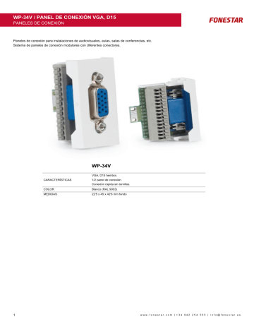 Fonestar WP-34V VGA D15 connection panel. Especificación | Manualzz
