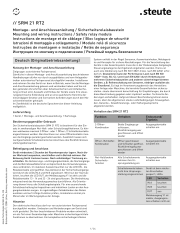 steute Safety relay module SRM 21 RT2 Manuel utilisateur | Manualzz