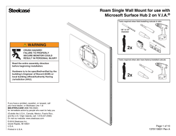 Steelcase Roam Single Wall Mount for use Assembly Instructions | Manualzz