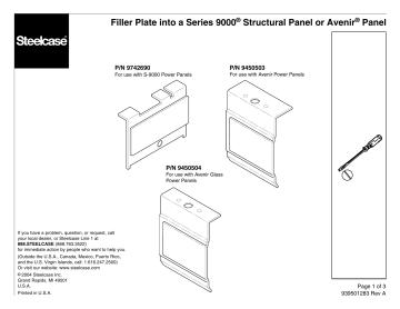 Steelcase Filler Plate for Series 9000 or Avenir Panel Assembly ...