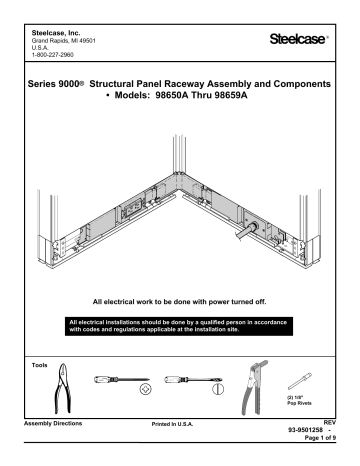 Steelcase Series 9000 Panel Raceway to Series 9000 Panel System - Model ...