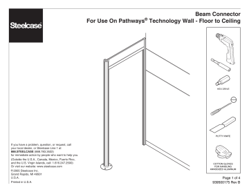 Steelcase Beam Connector for use on Tech Wall - Floor to Ceiling ...