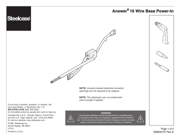 Steelcase Answer 16 Wire Base Power-In Assembly Instructions | Manualzz