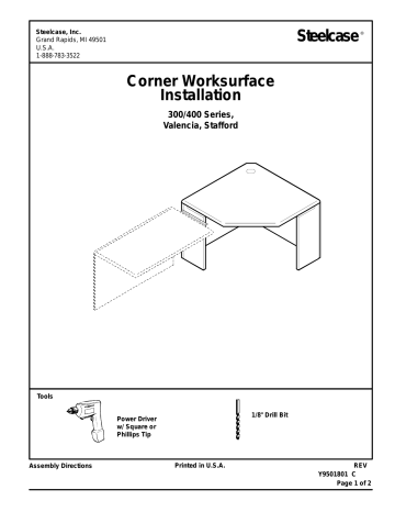Steelcase Corner Worksurface Assembly Instructions | Manualzz
