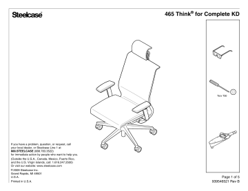 Steelcase 465 Think Chair (Version 1 – mfg prior to 11/1/2014) Complete ...
