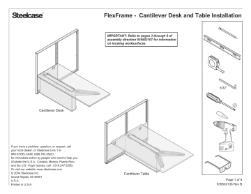 Steelcase FlexFrame – Cantilever Table and Desk Assembly Instructions ...
