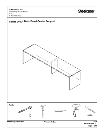 Steelcase Series 9000 Back Panel Center Support Assembly Instructions ...