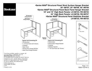 Steelcase Series 9000 Panel Worksurface Hanger Bracket, Back Panel ...