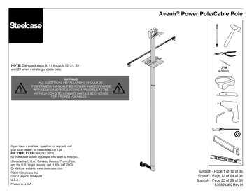 Steelcase Avenir Power Pole / Cable Pole Manuel utilisateur | Manualzz