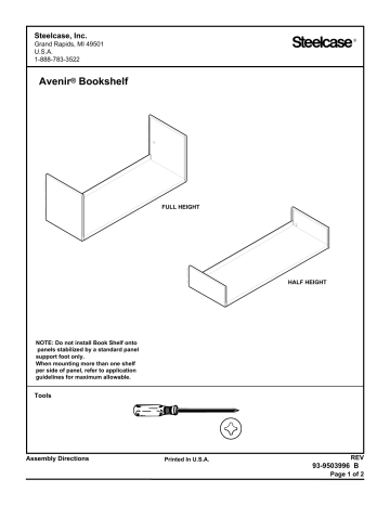 Steelcase Avenir Panel Mounted Bookshelf Assembly Instructions | Manualzz