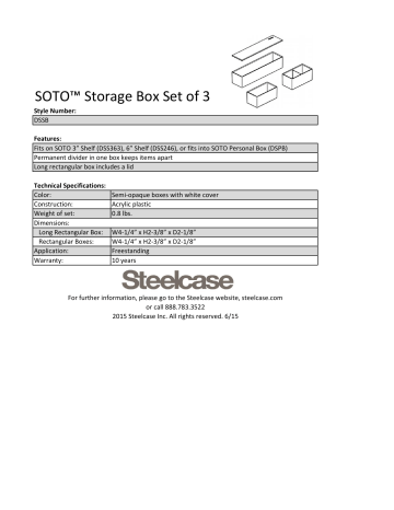Steelcase SOTO Storage Box Set Spec Specifications Sheet | Manualzz