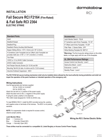 Dormakaba F2164/2364 Installation Manual | Manualzz