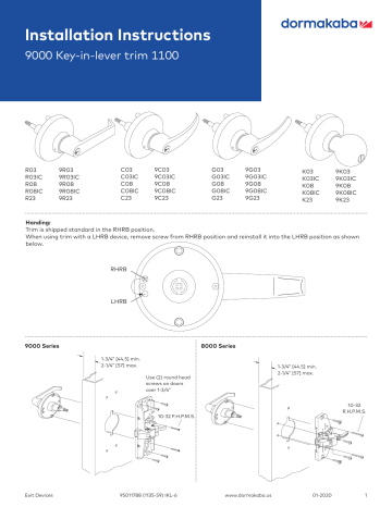 Dormakaba 9000 Installation instructions | Manualzz