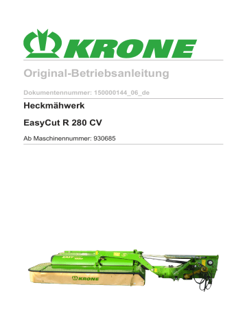 Krone EasyCut R 280 CV Bedienungsanleitung | Manualzz