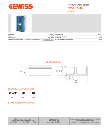 Gewiss GW66741N SURFACE MOUNTING BOX Data Sheet | Manualzz