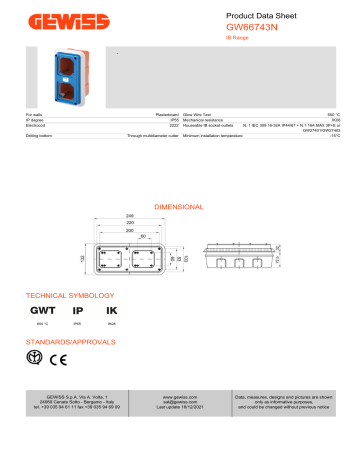 Gewiss GW66743N BOX Data Sheet | Manualzz