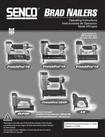 Senco FinishPro 10, LS, SLP20 Instrucciones De Operación | Manualzz