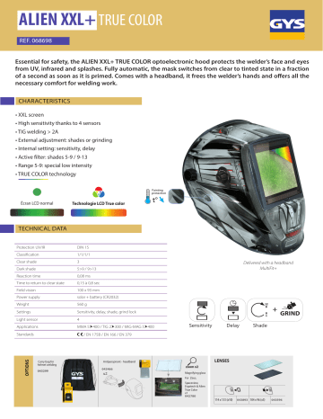 GYS LCD ALIEN+ TRUE COLOR XXL HELMET Datasheet | Manualzz