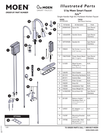Moen 87272EVSRS Zyla Pulldown Kitchen Faucet Exploded Parts View | Manualzz