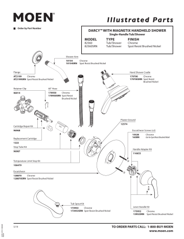 Moen 82560 Darcy™ Tub and Shower Faucet Chrome Exploded Parts View ...